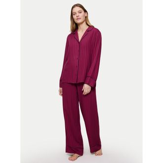 Triumph Pyjama Amourette Jacquard 10225073 Dunkelrot Relaxed Fit