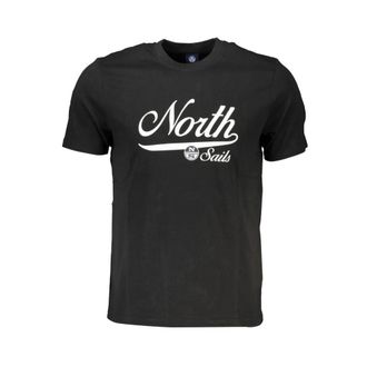 North Sails Schwarzes Baumwoll-Logo-Print-T-Shirt - - Tops - Herren - Schwarzk - XL