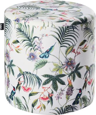 Beliani Pouf Samt bunt rund 47 cm Blumenmuster luxuri&ouml;s Sitzhocker Samthocker Lovett