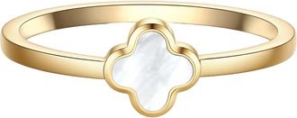 Glanzst&uuml;cke M&uuml;nchen Ring - Edelstahl Ring PerlmuttKleeblatt - Gr. 50 - in Gold - f&uuml;r Damen