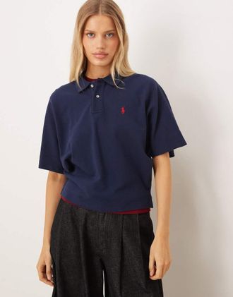 Polo Ralph Lauren Gestricktes Polohemd in dunklem Marineblau