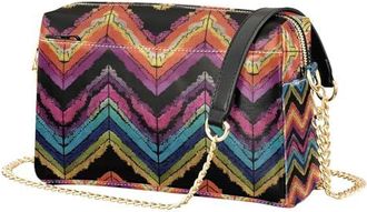 Mnsruu Sacs à bandoulière pour femme, sac à main en cuir coloré à chevrons tribaux