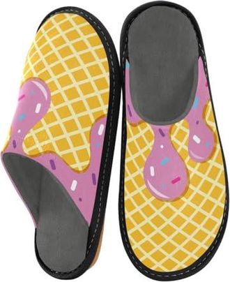 HMZXZ Pantoufles pour homme et femme, texture crème glacée, pantoufles dintérieur pour la maison, la chambre à coucher, les voyages, multicolore, 37/38 EU