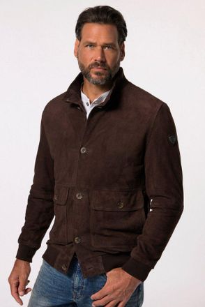 JP1880 Lederjacke Lederjacke Veloursleder Stehkragen Knopfleiste