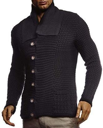 LEIF NELSON Cardigan pour homme avec boutons en coupe régulière, cardigan pour homme au design à manches longues, idéal pour les looks décontractés et professionn