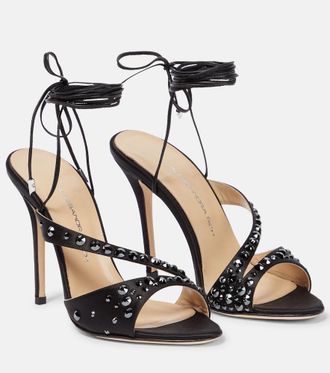 Alessandra Rich Verzierte Sandalen aus Seidensatin