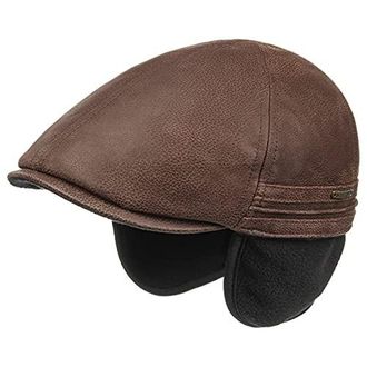 Stetson Casquette Redding Earflap Cap Homme - en Cuir Gatsby prot&egrave;ge Cou avec visi&egrave;re, Oreillettes, Doublure Hiver Automne-Hiver - XXL (62-63 cm) Marron