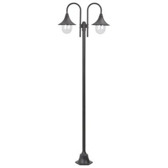 vidaXL Lampadaire de Jardin E27 220 cm Aluminium 2 Lanternes Bronze Terrasse