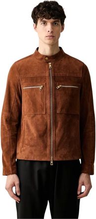 Michael Kors Homme, Vestes, Brun, Taille: XL Veste motard en daim &agrave; double zip