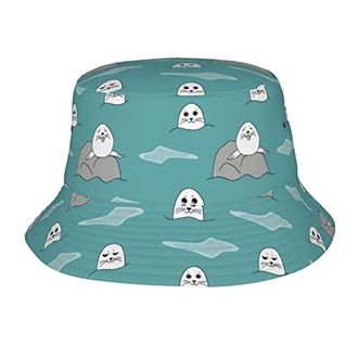 Generic Imprimé Seau Chapeau Motifs danimaux Marins Pecheur Chapeaux Unisex Bobs Homme pour Filles pêche Randonnée