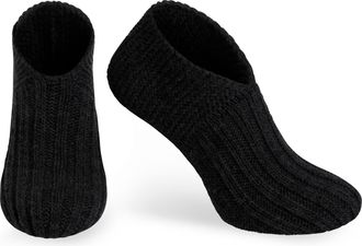 Knit Factory Miles Hausschuhe - Socken f&uuml;r Damen und Herren - Gestrickte Pantoffeln - Schwarz - 36-40
