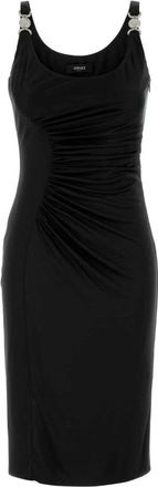 Versace Femme, Robes, Noir, Taille: 36 FR Stretch Cr&ecirc;pe Jersey Midi Dress