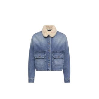 Moncler Teddy-Kragen Denimhemd - - Jackets - Damen - Blau - 3XS