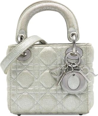 Dior mini sac à bandoulière Cannage Lady Dior (2010-2025) - Argent