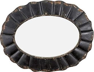 Creative Co-op Creative Co-Op Oval Mirror with Distressed Black Scalloped Metal Frame