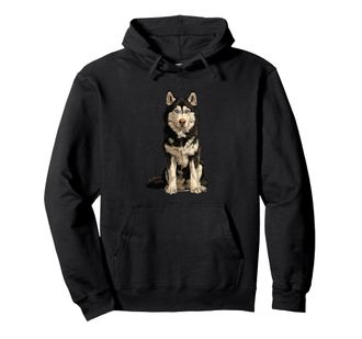 Whyitsme Design Schwarz-Wei&szlig;-Illustration Sibirischer Husky-Hund Pullover Hoodie
