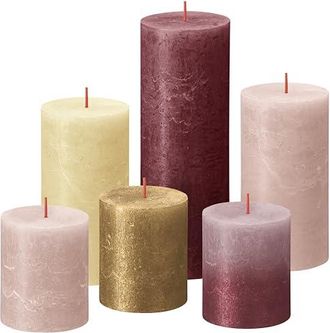 Bolsius Bolsius Rustik Stumpenkerzen - Geschenk Set 6 St&uuml;ck - Haptic Luxury - Dekorative Haushaltkerzen - L&auml;nge Brenndauer - Unparf&uuml;mierte - Nat&uuml;rliches Pflan