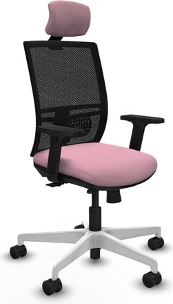 Piqueras y Crespo Rosa Schreibtisch Yunquera mit 2D-Armen, h&ouml;henverstellbarer Lendenwirbelst&uuml;tze und h&ouml;henverstellbarem Kopfteil, ausgestattet mit Syncro/Traslack. Schw