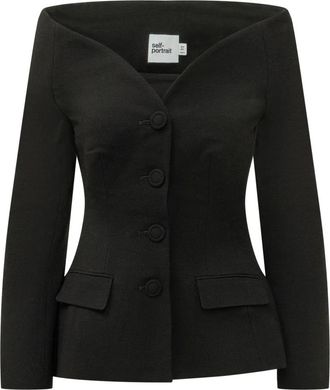 Self Portrait Wollkrepp-Blazer - - Jackets - Damen - Schwarzk - XS