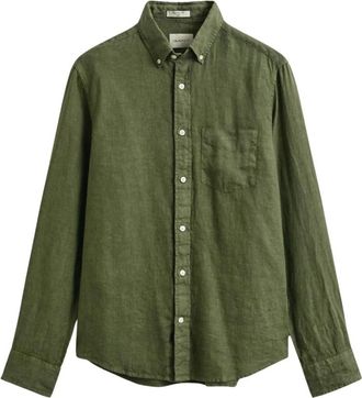 GANT Homme, Chemises, Vert, Taille: 2XL Linen Shirt