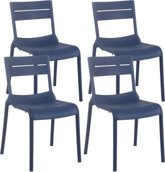 Oviala Lot de 4 chaises de terrasse en plastique bleu pacific