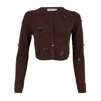 SIMKHAI Femme, Pulls, Brun, Taille: 38 FR Cardigan Court Zadie Orn&eacute;