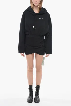 Off-white Brushed Fleece Dress FOR ALL With Hood Off-White