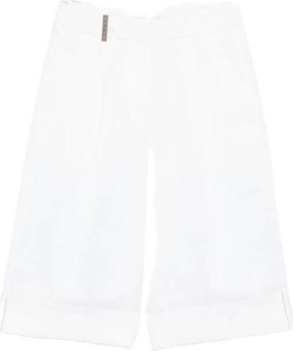PESERICO Femme, Shorts, Blanc, Taille: 36 FR Pantalon &agrave; ourlet &agrave; revers
