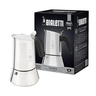 Bialetti Nouvelle cafetière expresso Venus Induction, Plaque de cuisson en acier inoxydable, Adaptée à toutes les sources de chaleur, 6 Tasses, Aluminium, 235m