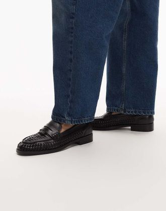 Bronx Zur-ii - Loafer aus schwarzem Leder mit Webmuster-Detail