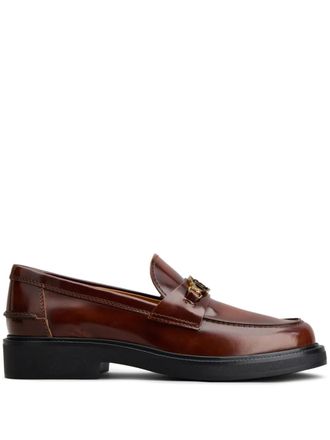 Tod's Logo Plaque Leather Loafer - Brown