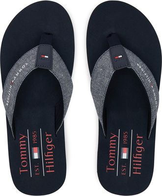 Tommy Hilfiger Zehentrenner Tommy Hilfiger Chambray Beach Sandal FM0FM05570 Dunkelblau