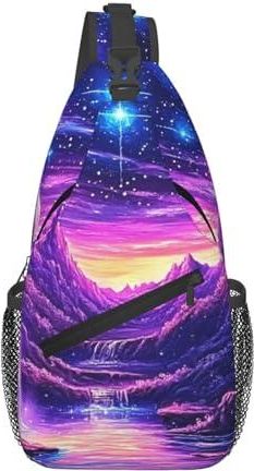 Generic Fantasy Mountain Falls Galactic Starry Night Sky Sac &agrave; bandouli&egrave;re Sac &agrave; bandouli&egrave;re pour homme Sac &agrave; dos de randonn&eacute;e Sac &agrave; dos de randonn&eacute;e