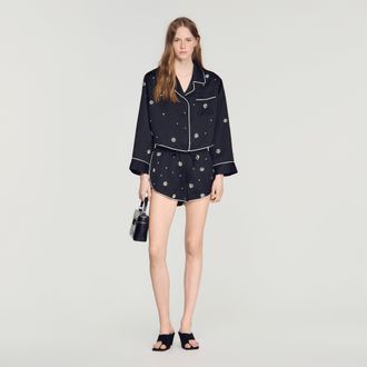 Sandro Shorts mit Perlen und Strass