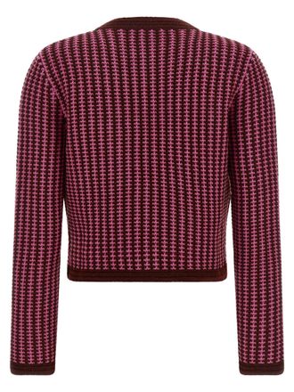 Versace Two-Tone Crochet Wool Cardigan - Pink