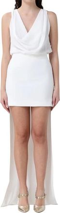 Elisabetta Franchi Viskose-Georgette-Kleid mit Schleppe - - Dresses - Damen - Beige - L