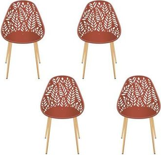 The Home Deco Factory HDO0334, Set mit 4 Lucena-Terrakotta-Stühlen, Möbel, Gartenmöbel, Außensitz, 52,3 x 83,4 x 53,3 cm, Sitzhöhe 45 cm, Orangebraun