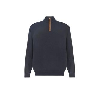 Paul & Shark Typhoon Soft Cool Touch Woll-Pullover mit halbem Rei&szlig;verschluss - - Knitwear - Herren - Blau - 3XL