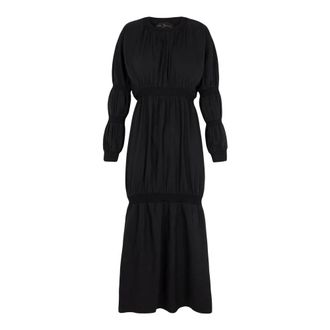 Cortana Femme, Robes, Noir, Taille: 42 FR Robe midi en lin et soie