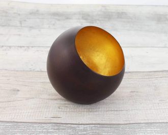 Mitienda Teelichthalter Kugel, Globe Bronze/goldfarben 9cm, Kerzenhalter, Tischdekoration