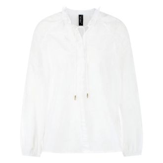 Marc Cain Femme, Blouses et Chemises, Blanc, Taille: 46 FR Tunique L&eacute;g&egrave;re avec Broderies et Volants
