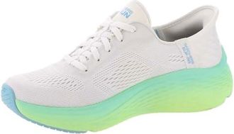Skechers Femme Max Cushioning Elite 2.0 Solace Hands Free Slip-ins Basket, Blanc/Bleu/Vert anis, 38 EU
