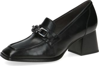 Caprice Damen Loafer mit Absatz Memotion aus Leder mit Kette Weite G, Schwarz (Black Nappa), 41 EU