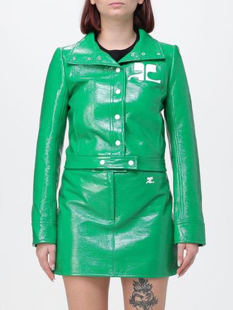 Courr&egrave;ges Veste courte en similicuir avec logo contrastant