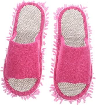 IFUNDOM Pantoufles Mop pour Femme Nettoyage Int&eacute;rieur Chaussures Reutilisables avec Semelle Douce pour Sols Bois et Carrelage Confortables et Respirantes Sile