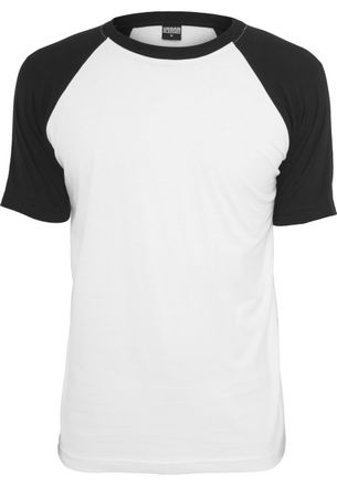 Urban Classics Herren Raglan Contrast Tee - Kurzarm T-Shirt aus Baumwolle mit farblich abgesetzten &Auml;rmeln im sportlichen Raglan Stil f&uuml;r Freizeit & Streetwear,Wht/Bl