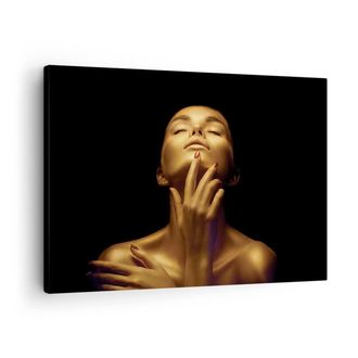 Arttor Bilder auf Leinwand Gold Frau Stück Leinwandbild mit Rahmen 70x50cm Wandbilder Dekoration Wohnzimmer Schlafzimmer Küche Deko Klein Wanddeko Bild Wand 