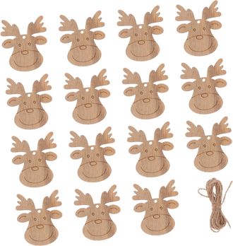 NUOBESTY Hängende Elchanhänger 20 Stück Holzstücke Rentier B Dekorationen Undekoriert Weihnachtsdekor