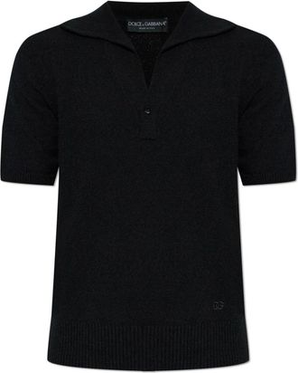 Dolce & Gabbana Homme, Pulls, Noir, Taille: XL Polo avec logo brod&eacute;
