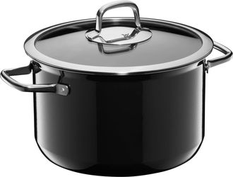 WMF Fusiontec Compact Kochtopf groß 24 cm, Gladeckelm Fleischtopf Induktion 5,9l, High-Tech Keramik, stapelbar, kratzfest, schwarz